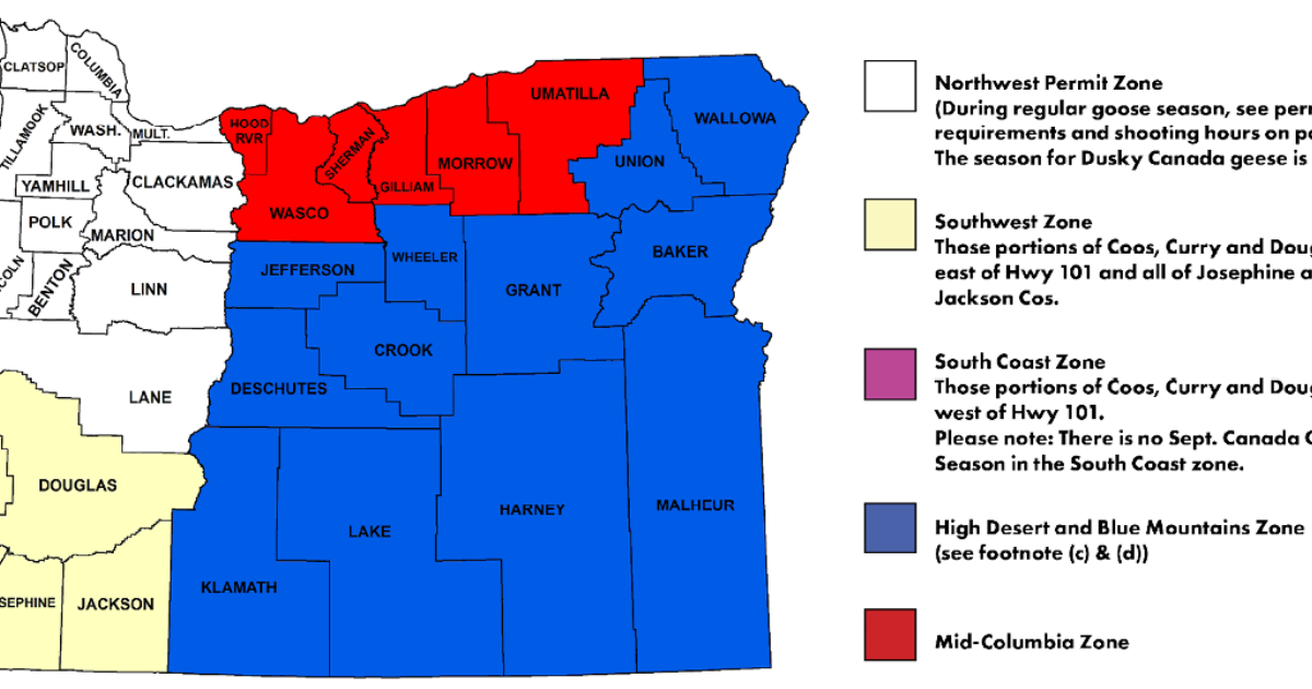 Oregon Migratory Game Bird Zone Maps | eRegulations